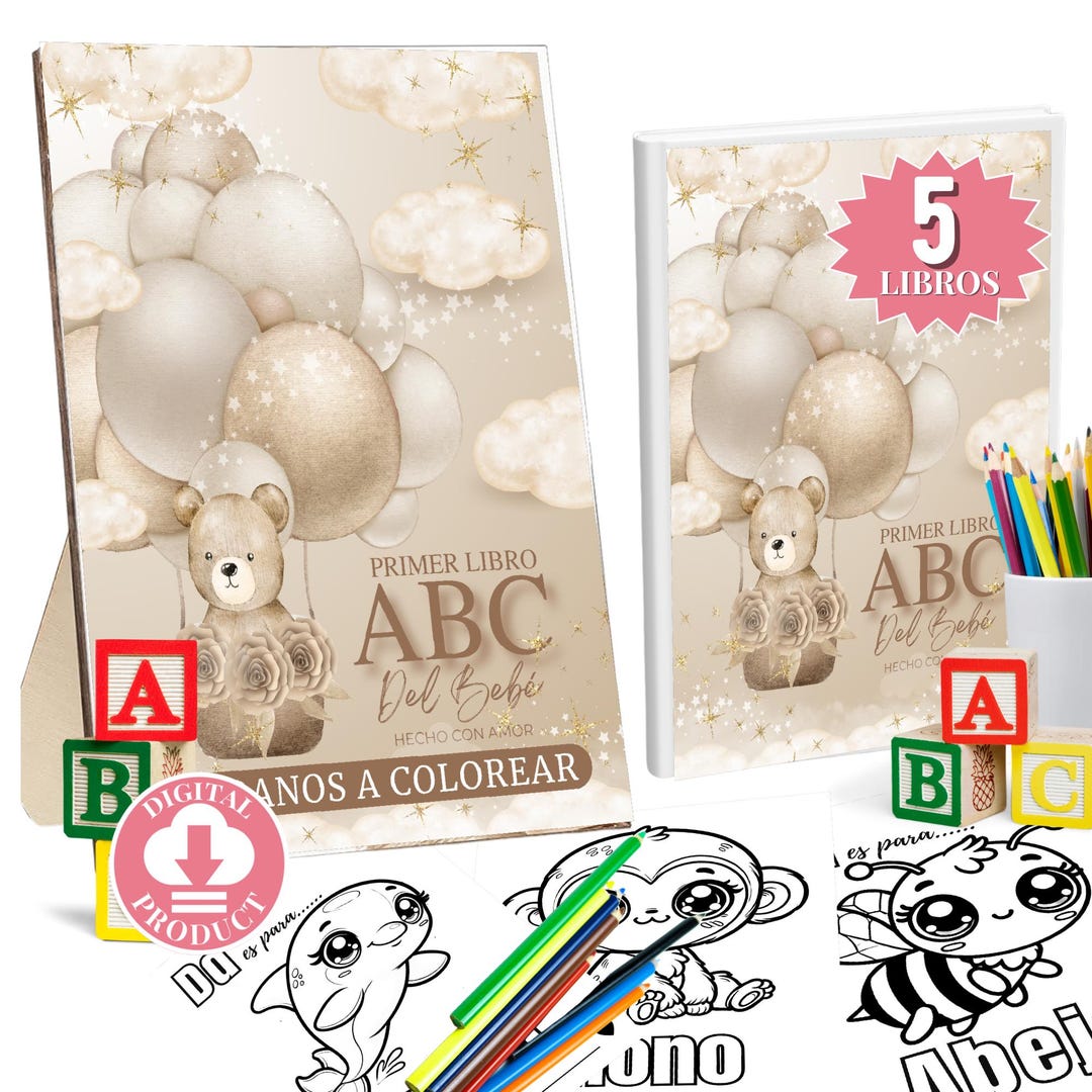 Baby First ABC Shower Coloring Book Printable Fun Baby Shower Guest ...