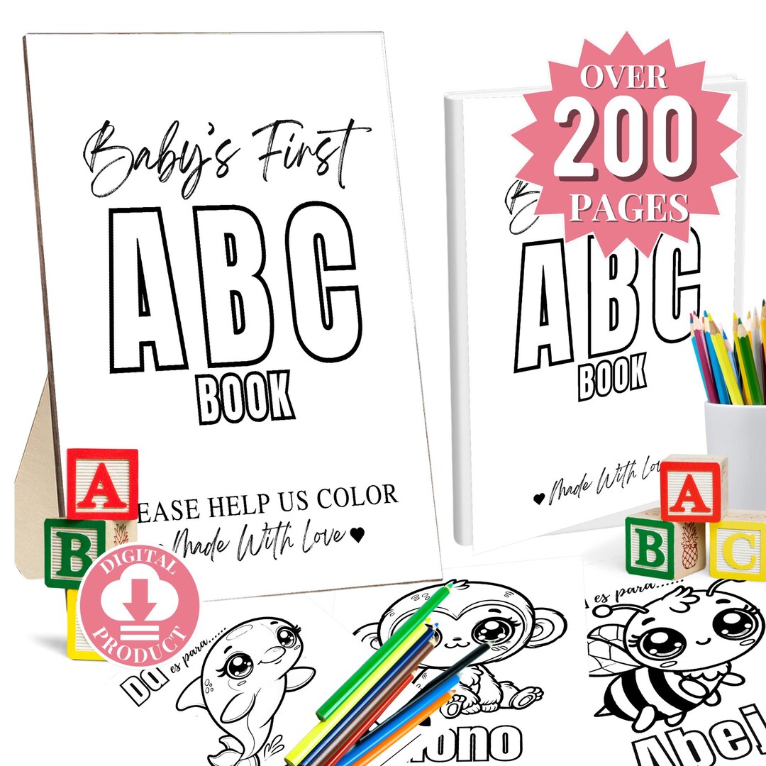 ABC Baby Shower Coloring Book Baby Shower Game Baby's First Activity ...