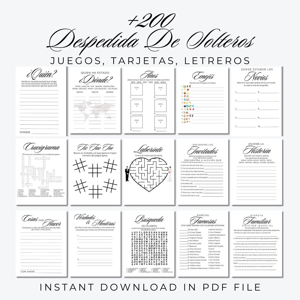 Despedida De Soltera Juegos Mega Bundle 03 - Juegos Para Boda - Bridal ...
