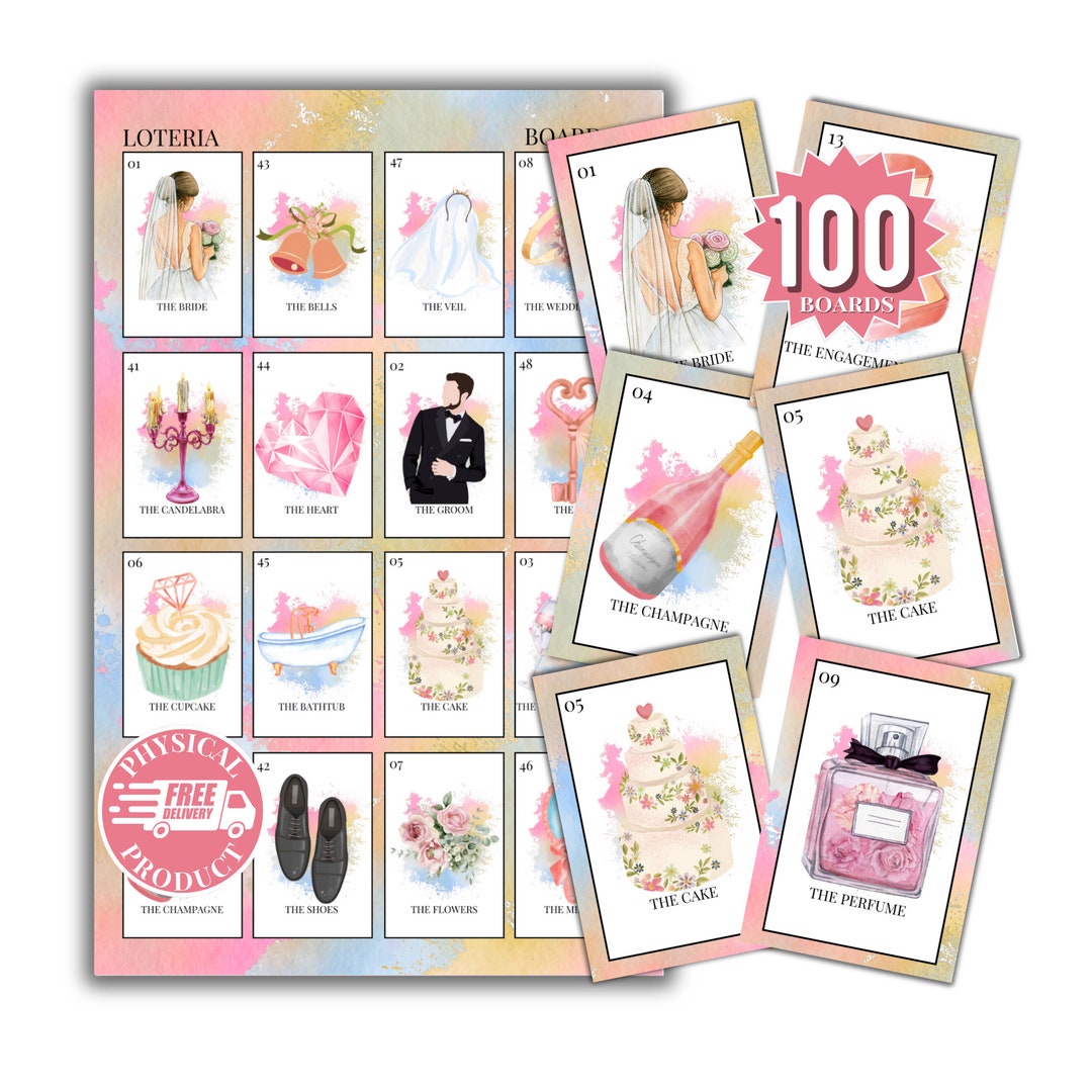 Bridal Shower Games Favors and Decorations Loteria 100 Bridal Shower ...