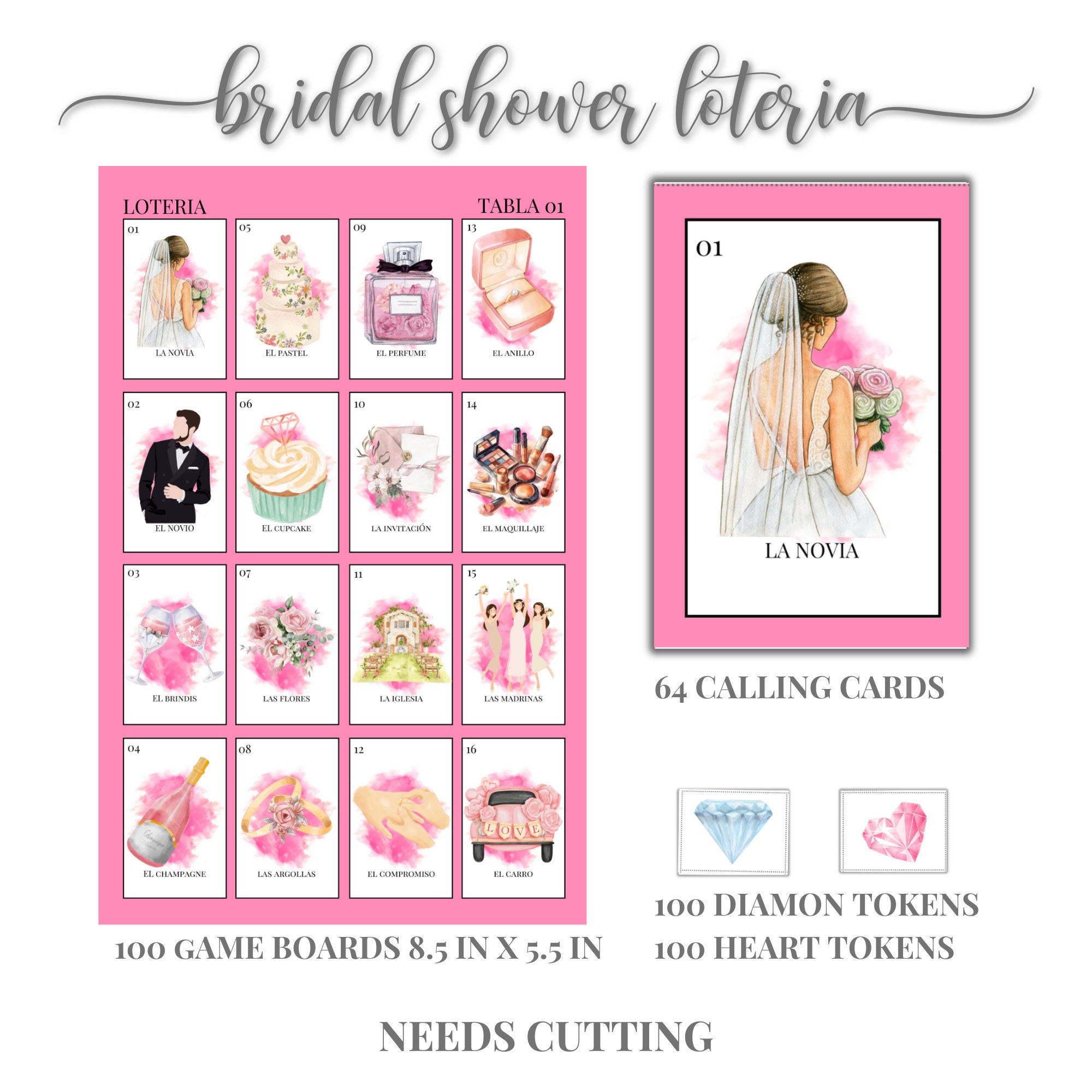 Despedida De Soltera Loteria Juegos 100 Tableros Juegos Para Boda ...