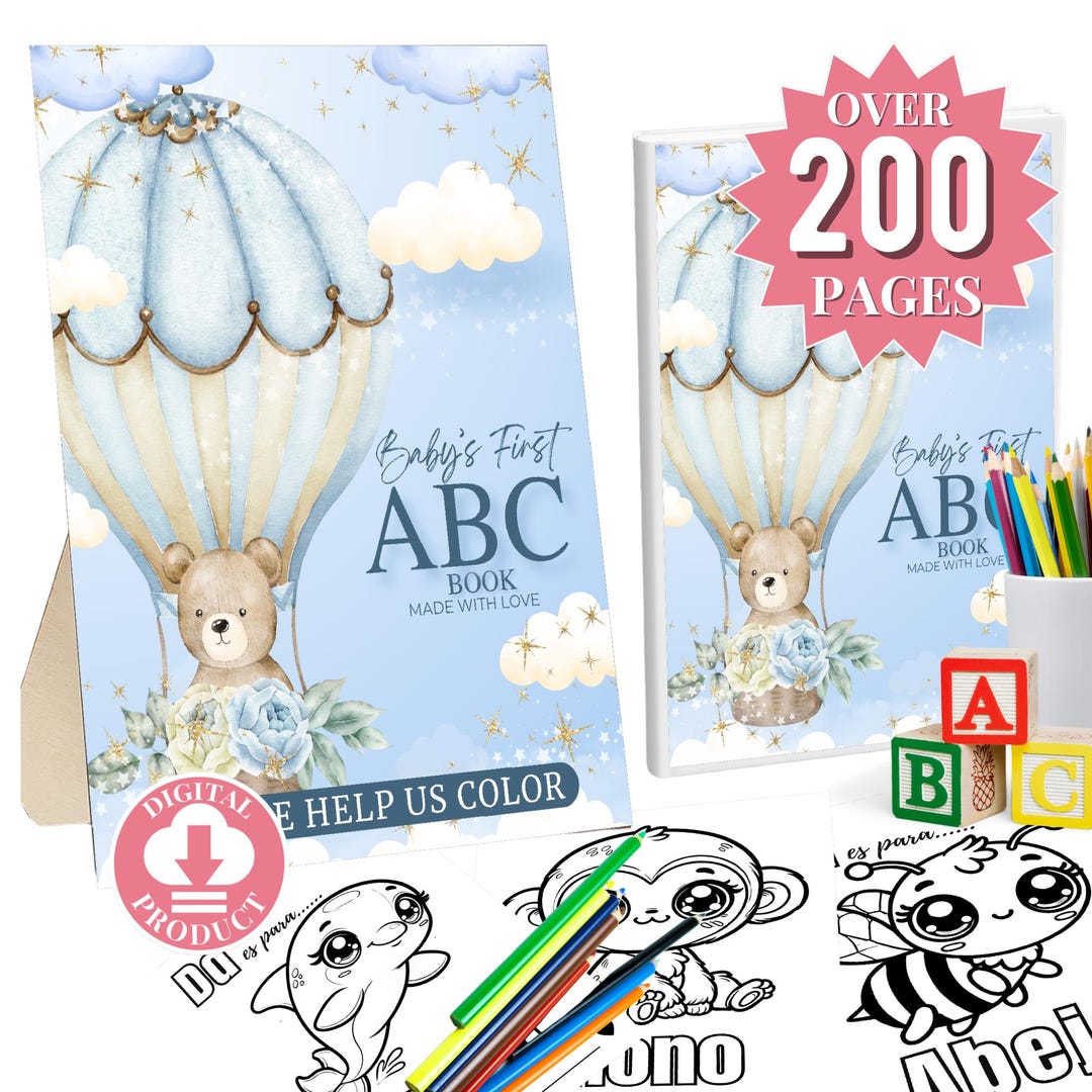 ABC Book Baby Shower Activity, Personalized Alphabet Coloring Book Baby ...
