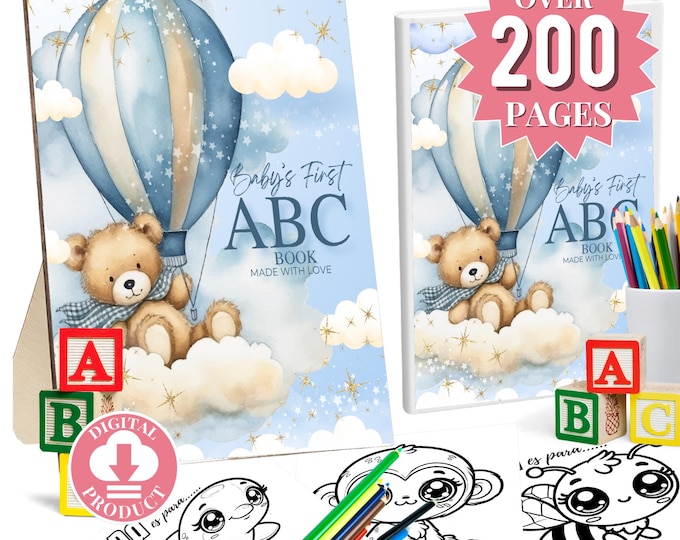 52 PAGES ABC Baby Shower Coloring Book, Baby's First ABC Book, Pink ...
