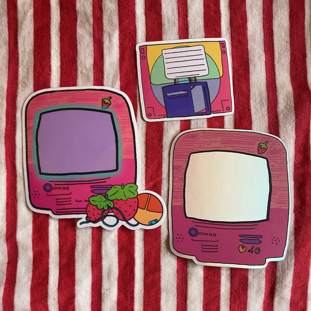 Big Compy Sticker, Retro Computer, Clear and Holographic, Unique Design ...