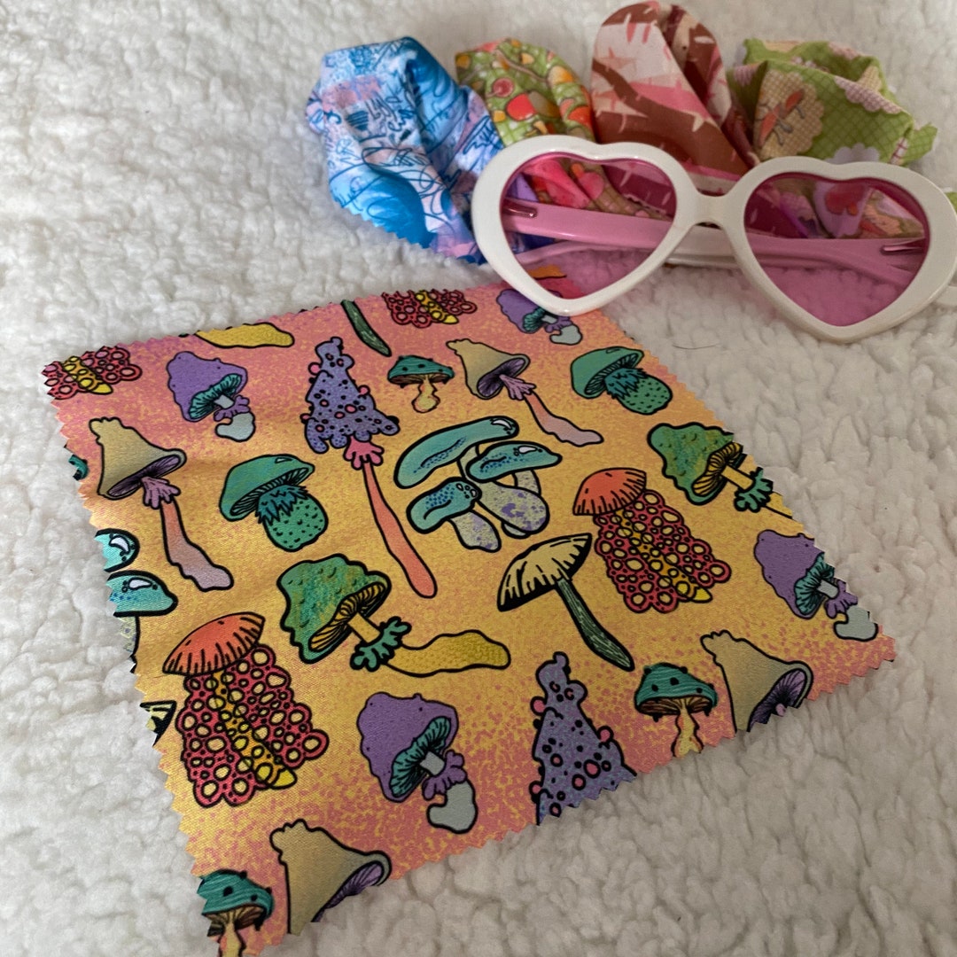Neon Mushroom Art Microfiber Cloth: Glasses & Phone Cleaner - Etsy