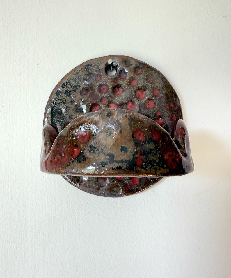 Red Textured Ceramic Wall Tea Light Holder, Circle Candle Sconce ...