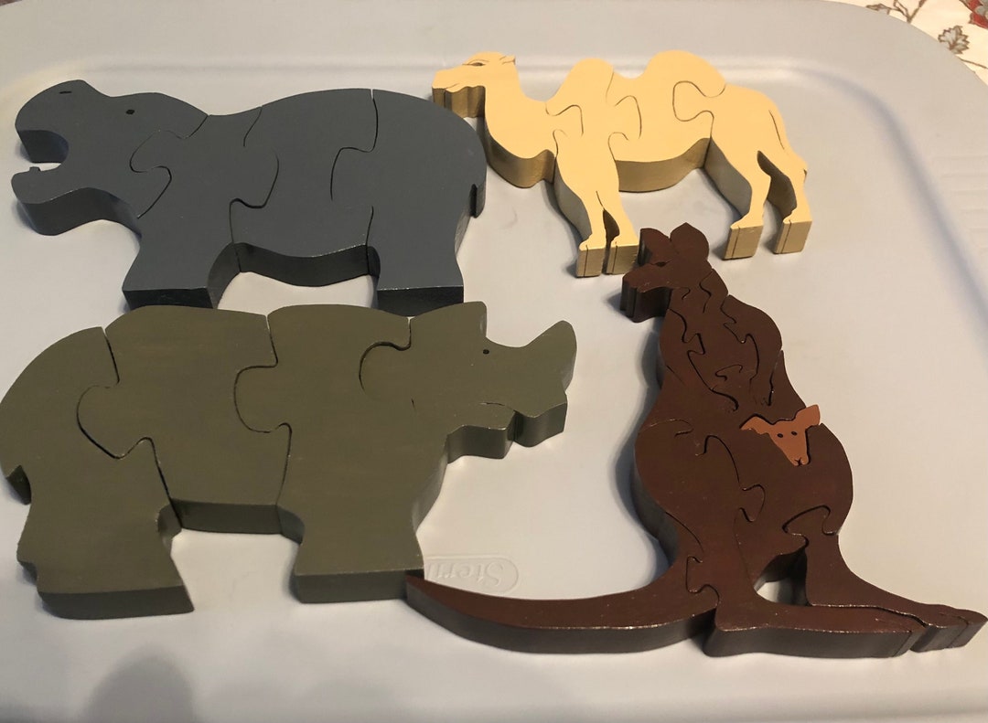 Zoo Animal Puzzles Set of 4 - Etsy