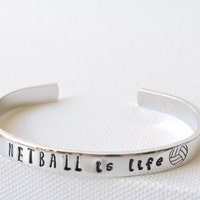 Netball Cuff Bangle Netball Mum Netball Bangle, Hand Stamped, Sports ...