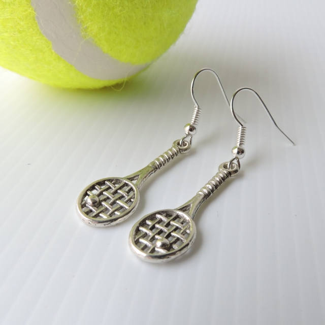 Tennis earrings silver plated tennis racket earrings - Etsy 日本