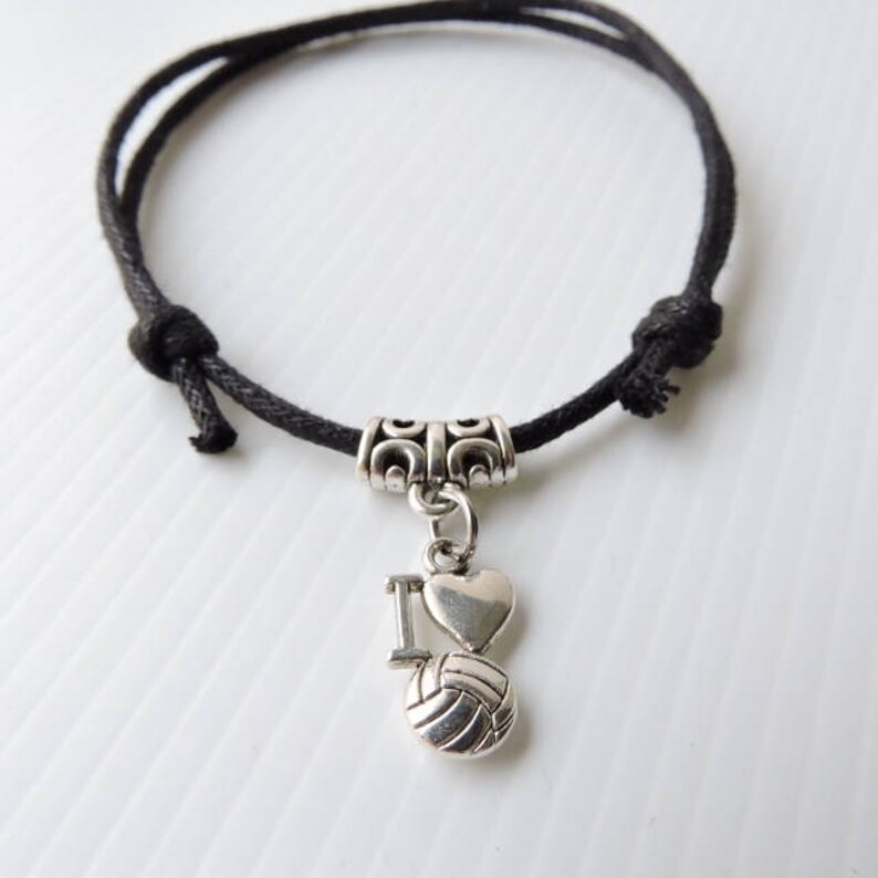 NETBALL BRACELET Bracelet With an I Love Netball Charm, Black Waxed ...