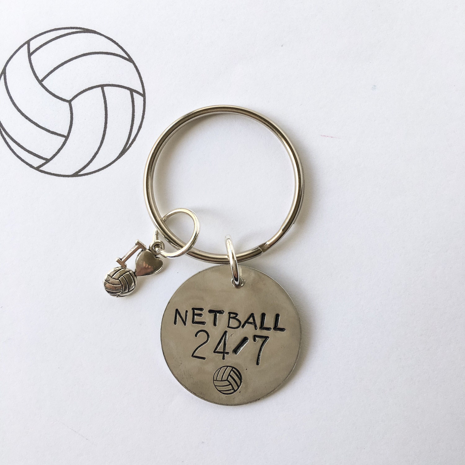 Netball 24/7 Netball Keyring Hand Stamped Metal Disc Key - Etsy Australia