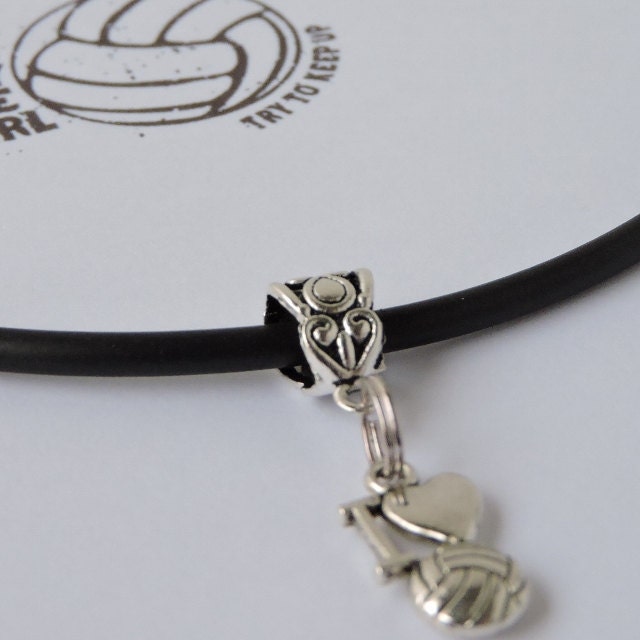 TEAM SET Netball Necklaces I Love Netball Charm on a Black Rubber ...