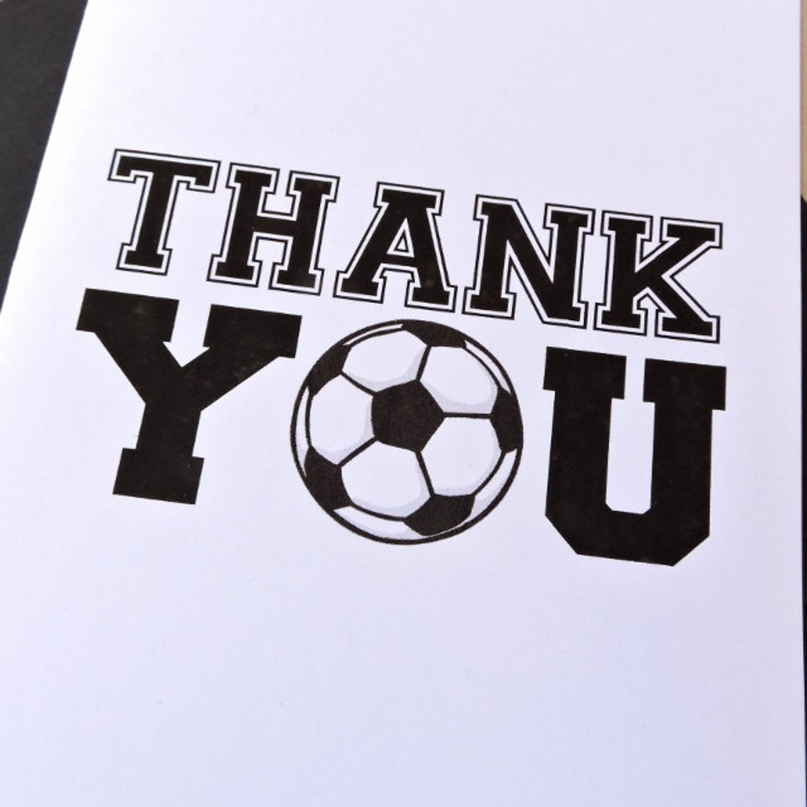 Soccer Thank You Card Blank for Your Message, Includes Black Envelope ...