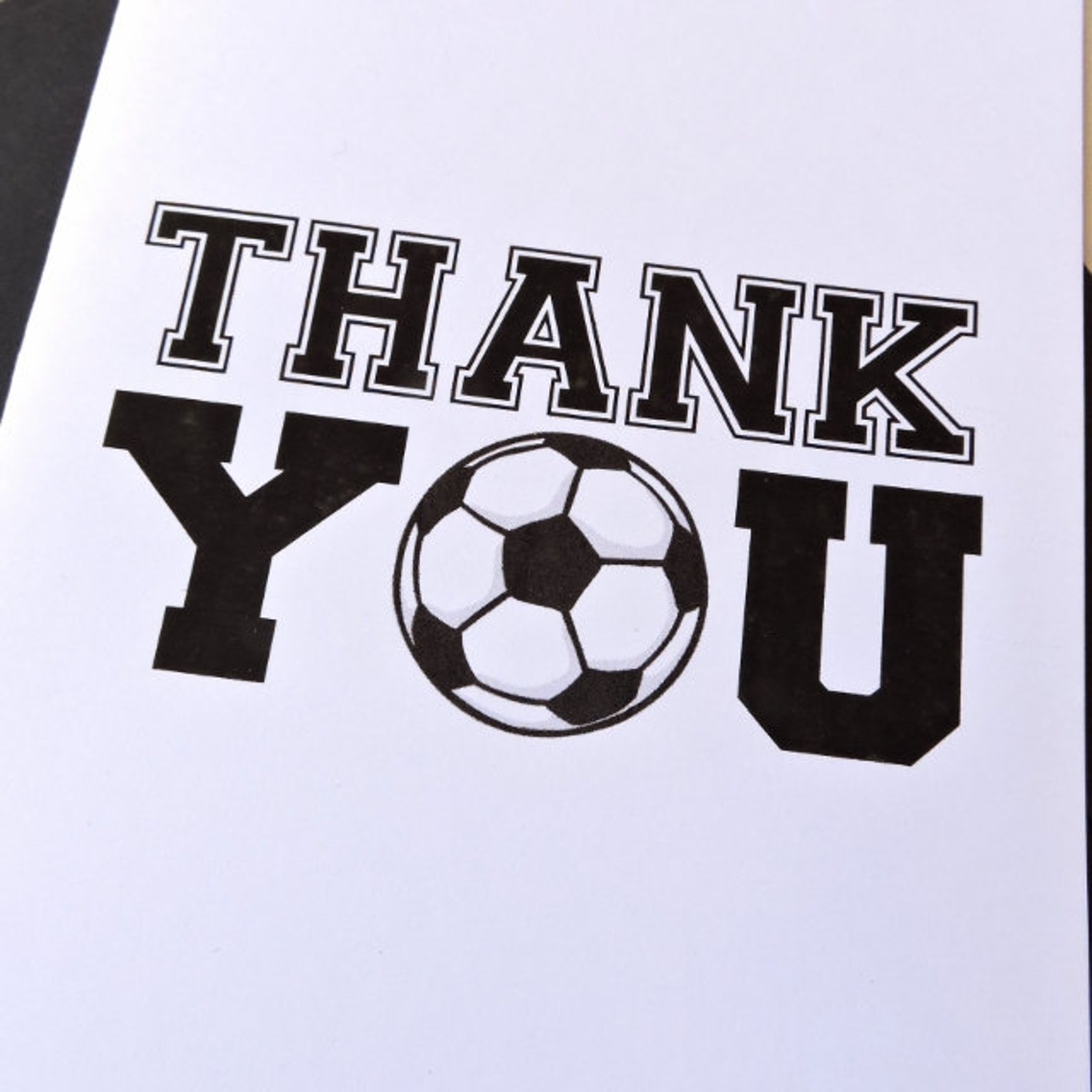 Soccer Thank You Card Blank for Your Message, Includes Black Envelope ...