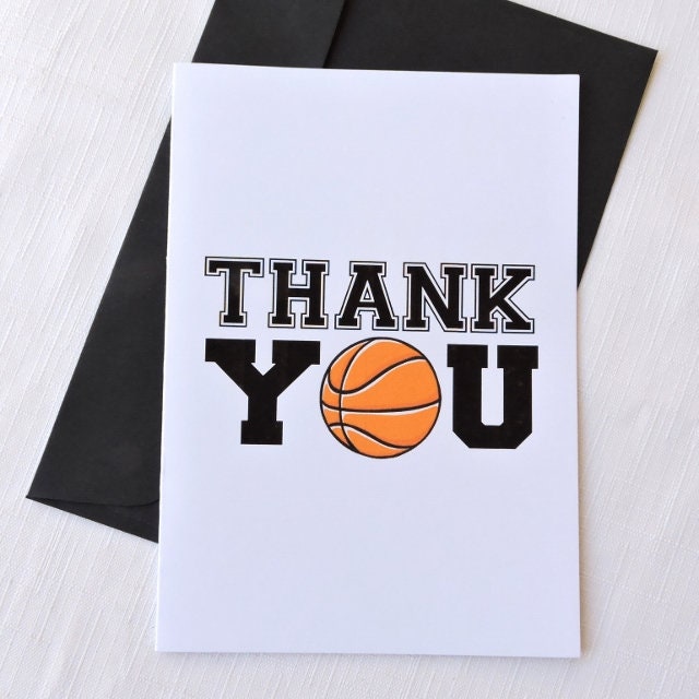 Basketball Thank You Card Blank for Your Message, Includes Black ...