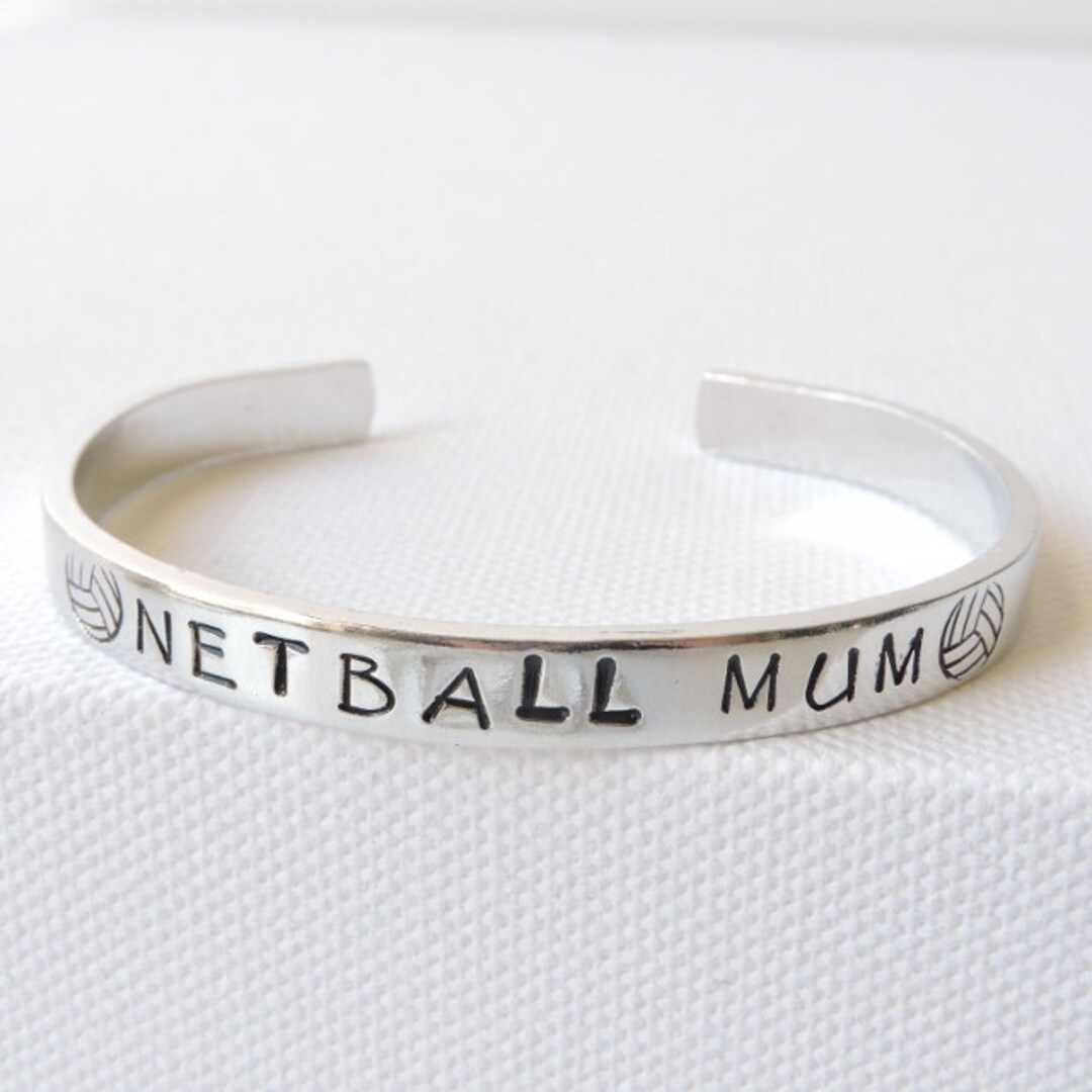 Netball Cuff Bangle - Netball Mum - Netball Bangle, Hand Stamped ...