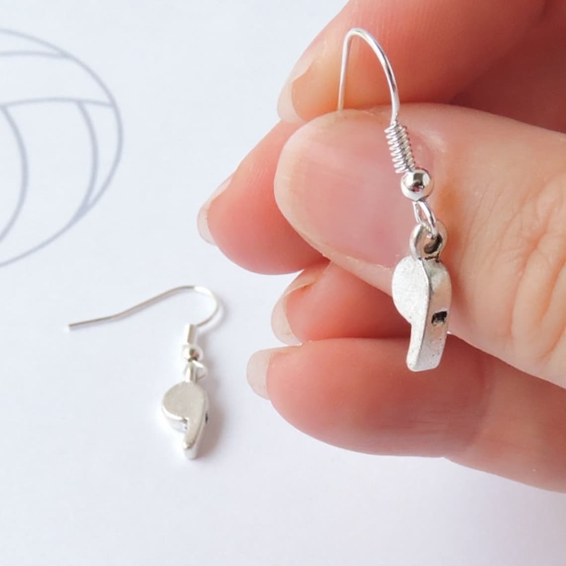 3D netball umpire whistle earrings silver plated 3D whistle | Etsy