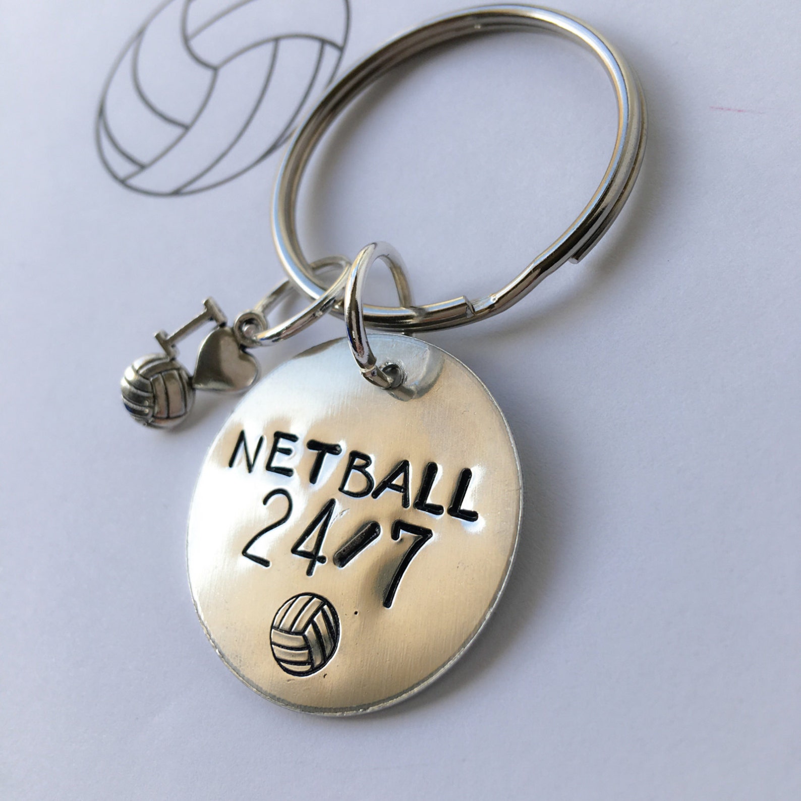 Netball 24/7 Netball Keyring Hand Stamped Metal Disc Key - Etsy Australia
