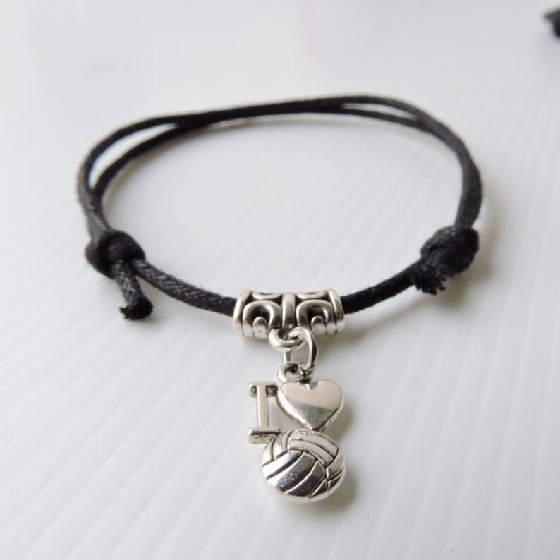 NETBALL BRACELET Bracelet With an I Love Netball Charm, Black Waxed ...