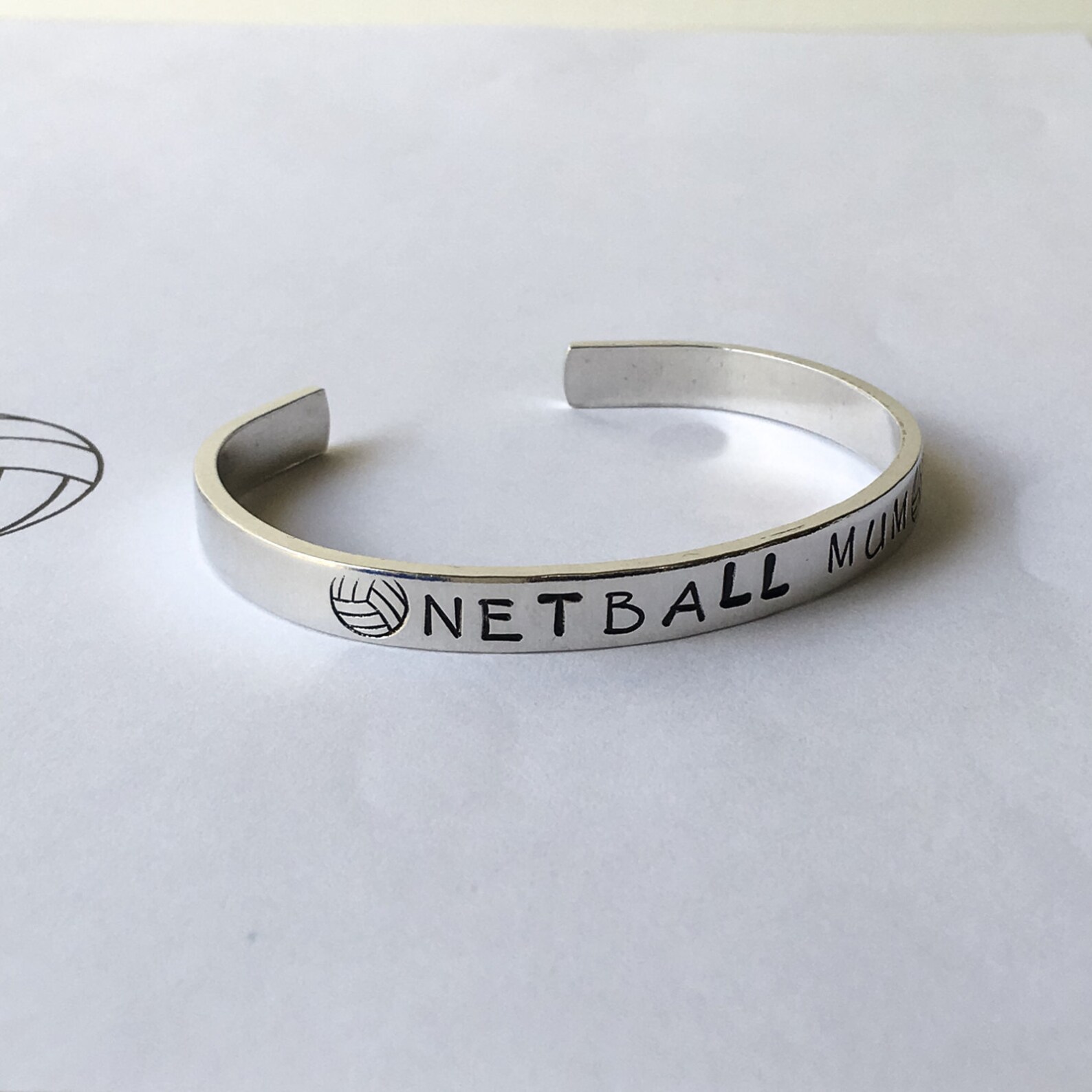 Netball Cuff Bangle Netball Mum Netball Bangle Hand - Etsy