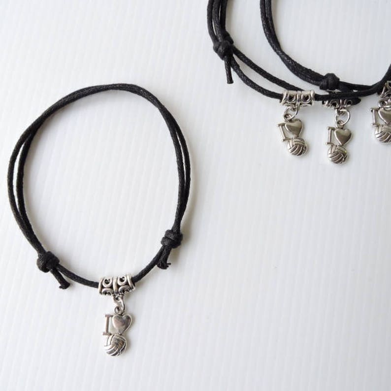 NETBALL BRACELET Bracelet With an I Love Netball Charm, Black Waxed ...