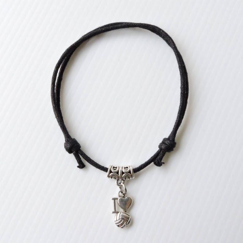 NETBALL BRACELET Bracelet With an I Love Netball Charm, Black Waxed ...