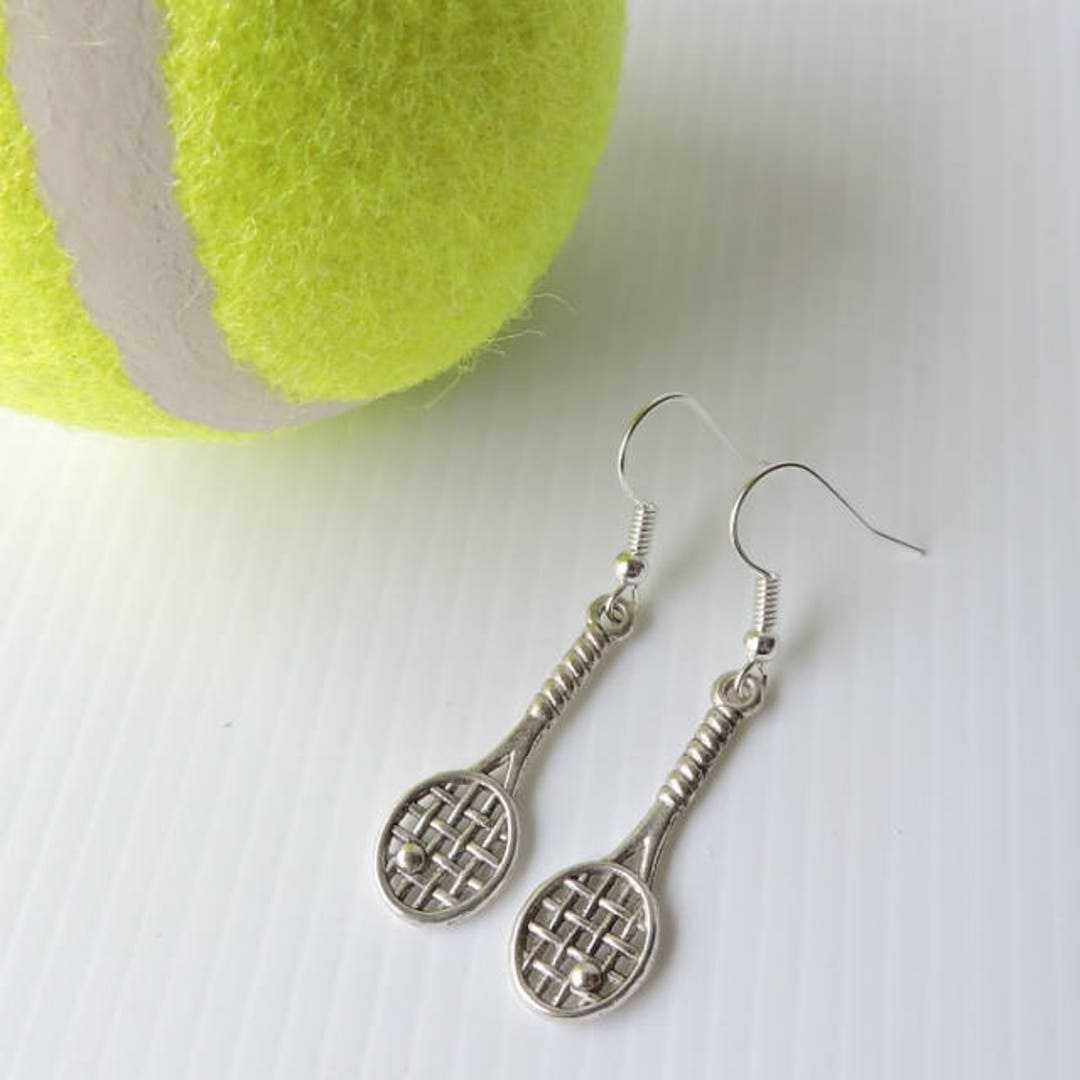 Tennis earrings - silver plated tennis racket earrings - Etsy 日本