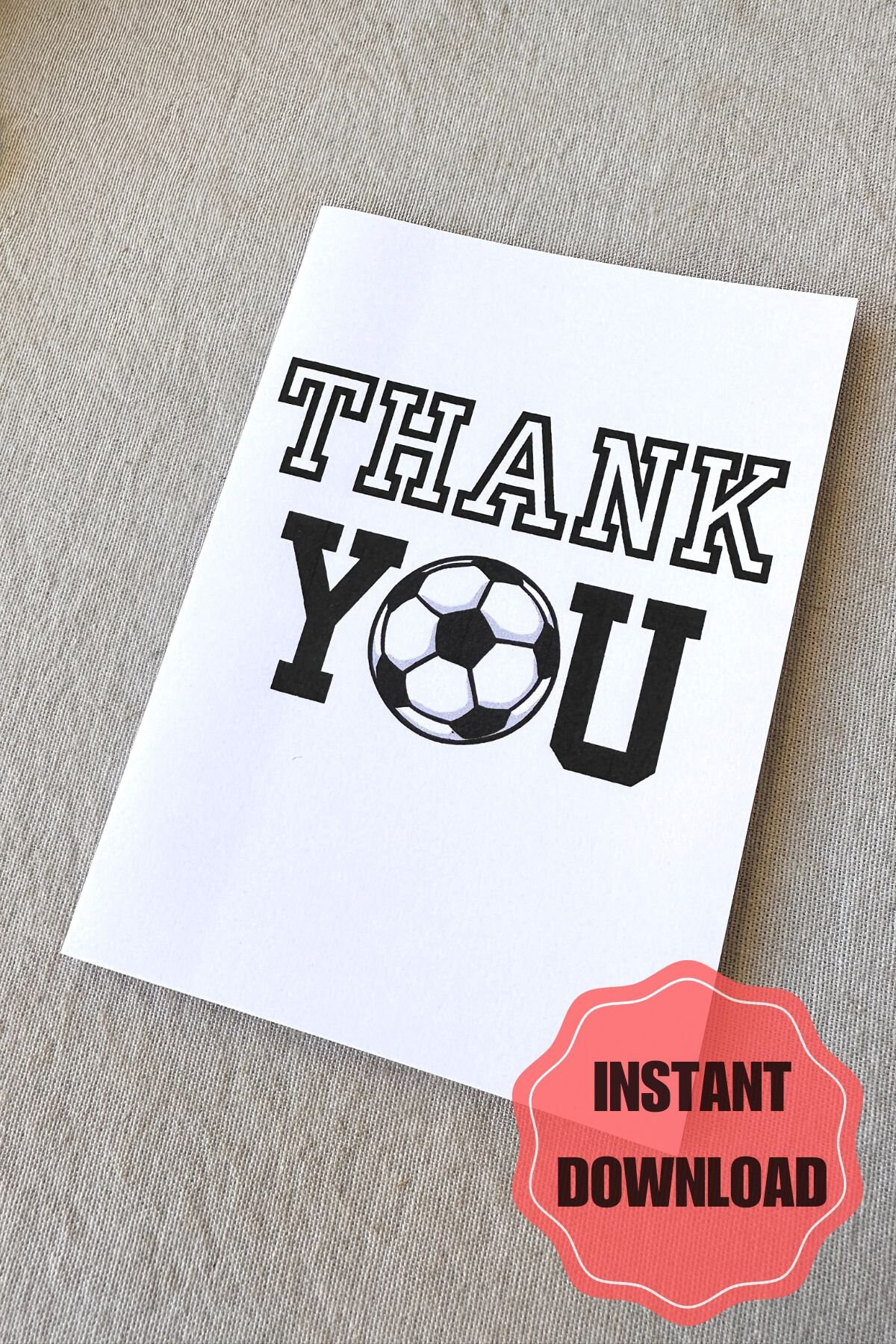 DIGITAL FILE Soccer Thank You Card Blank for Your Message, PDF ...