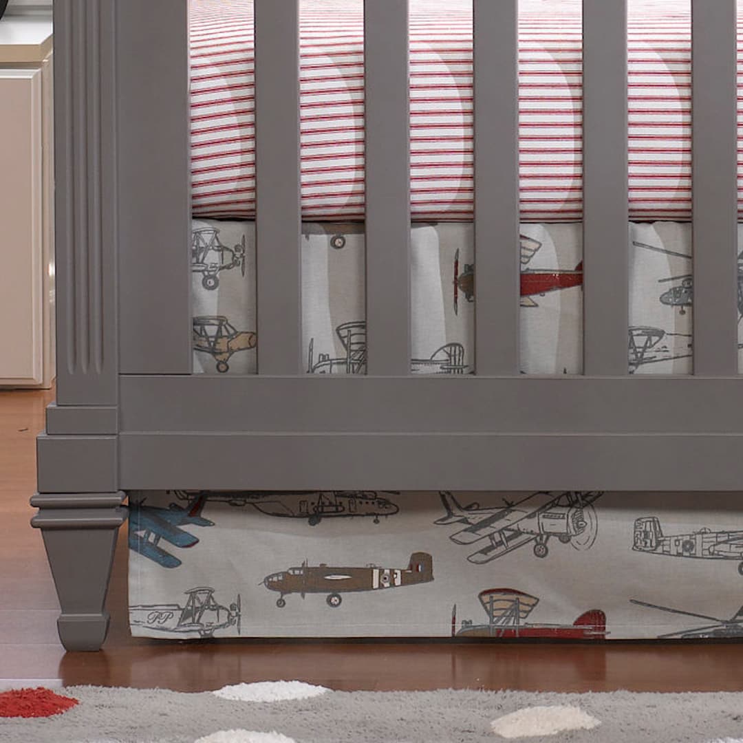 Vintage Airplane Crib Skirt | Airplane Crib Bedding | Baby Bedding for ...