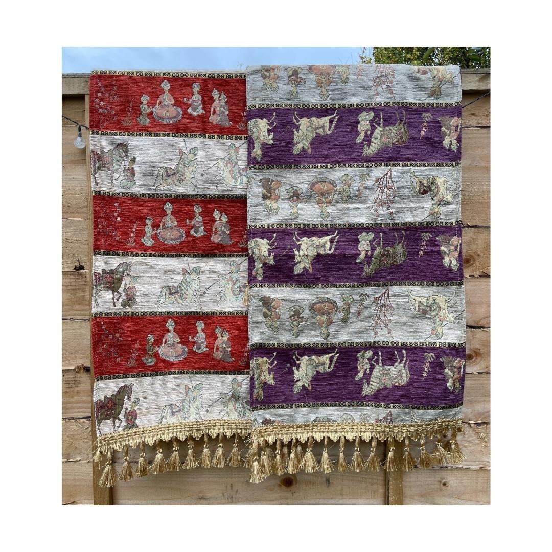 Ottoman's Raider Table Runner With Golden Tassels Turkish Kilim Motifs ...