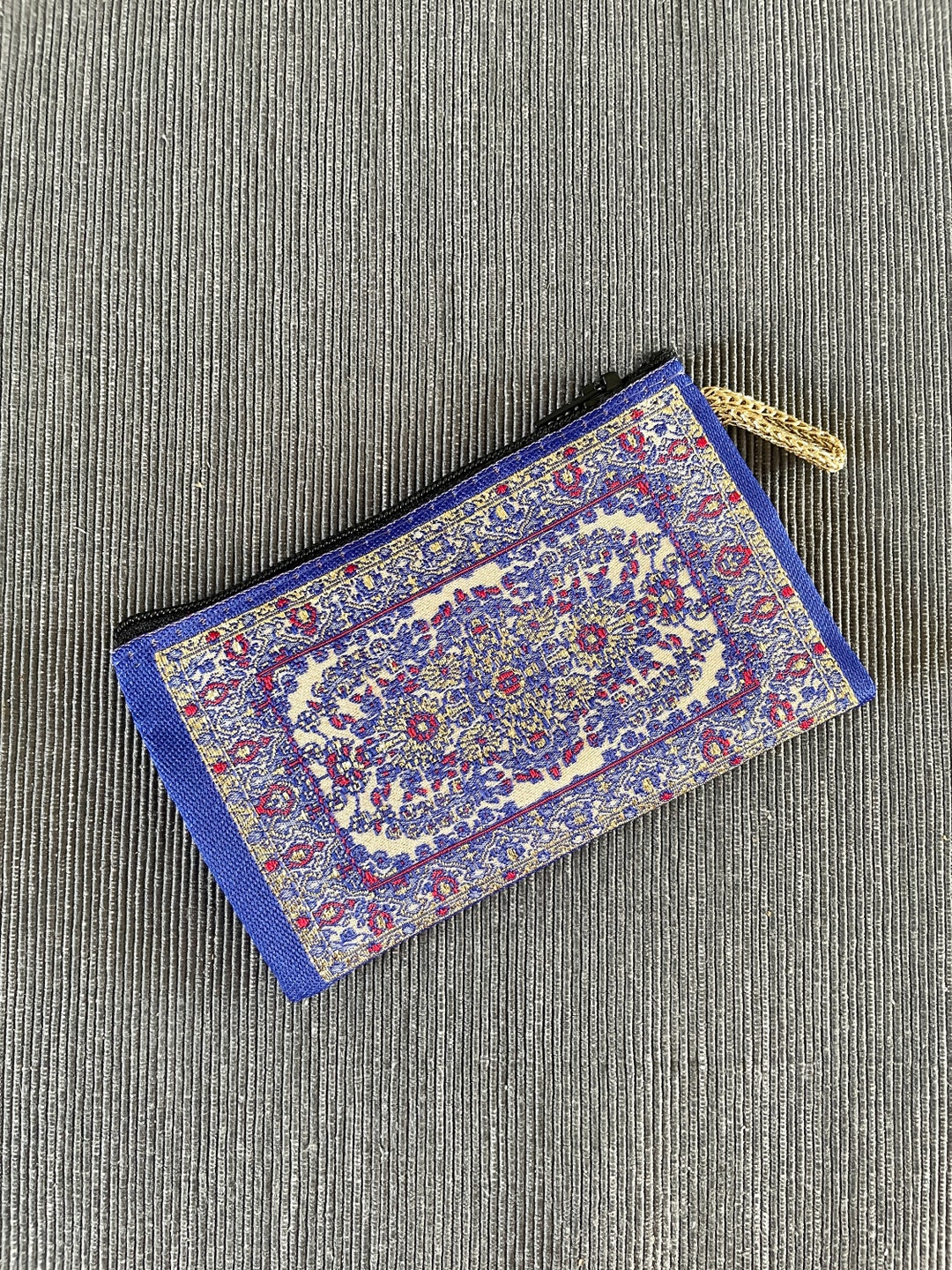 Floral Coin Purse Turkish Kilim Zip Pouch Bank Card Bag Affordable ...