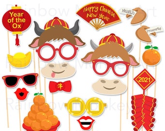 Chinese New Year Photo Booth Props Year of the Ox Photobooth | Etsy