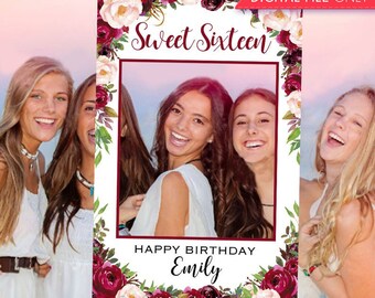 Sweet 16 Birthday Party Printable Sweet 16 Photo Booth Frame | Etsy