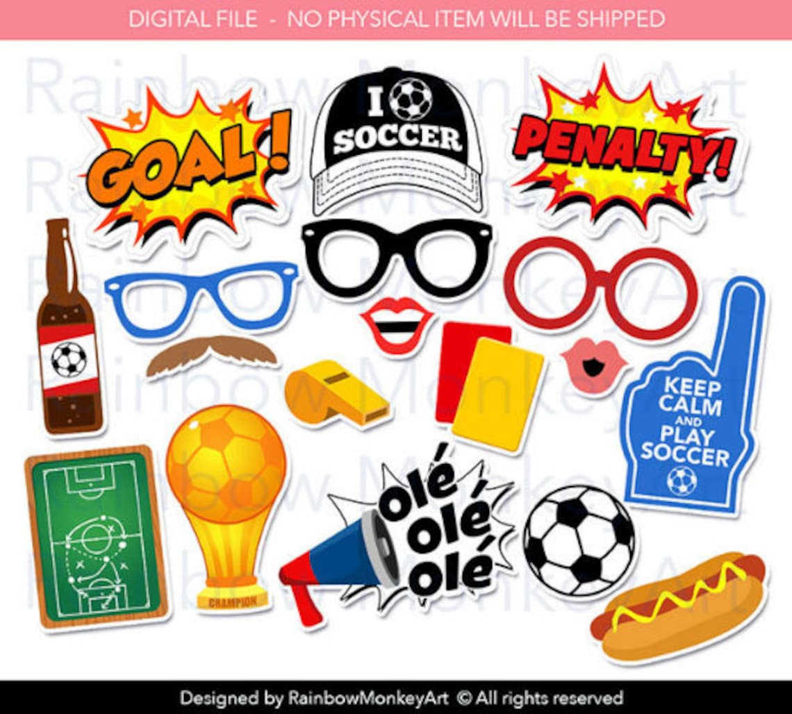 Printable Sports Day Photo Booth Props Bundle of 8 Soccer - Etsy UK