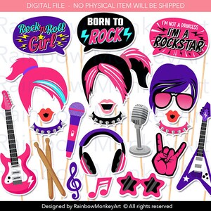 Girl Rock Birthday Party Photo Booth Props (digital Download) - Etsy