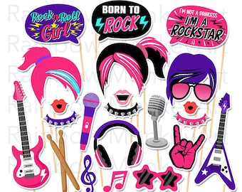 Rock Star Photo Booth Props for Rockstar Party - Etsy