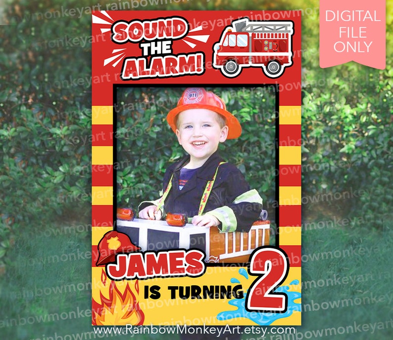 Fire Truck Printable Photo Booth Frame Fire Engine Photo - Etsy