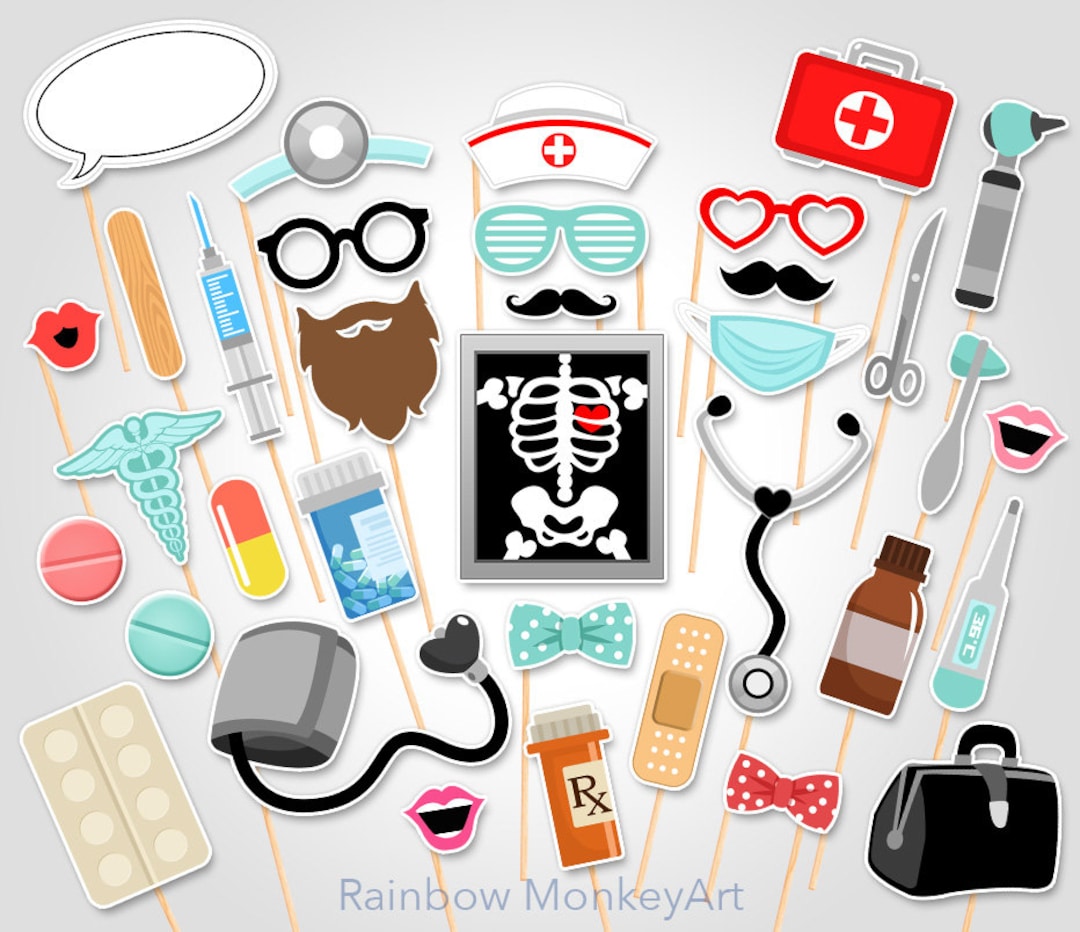 Printable Doctor Photo Booth Props - Nurse Photo Booth Props - Medical ...