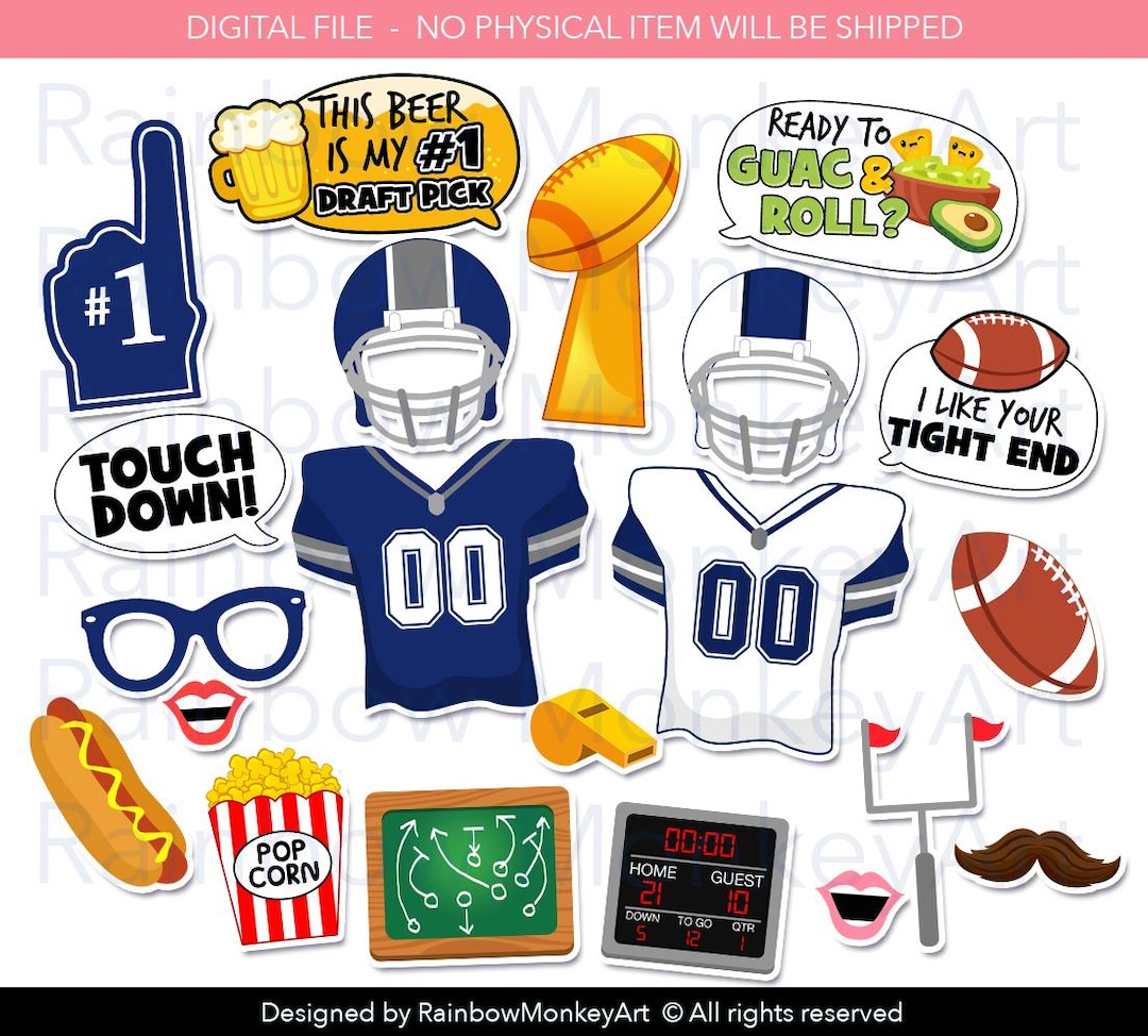 Printable Football Photo Booth Props, Football Party Photobooth Props ...