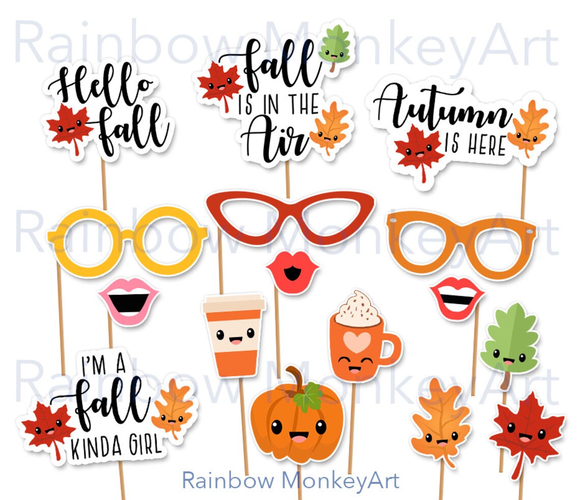 Printable Fall Photo Booth Props Fall Wedding Photobooth | Etsy