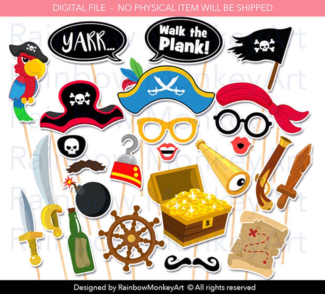 Printable Pirate Party Photo Booth Props - Pirate Kids Birthday Props ...
