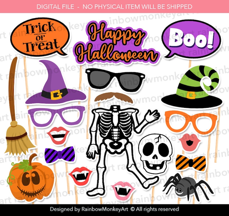 Printable Halloween Photo Booth Props Halloween Photobooth | Etsy
