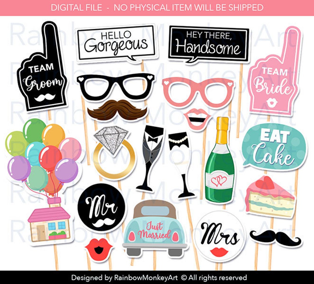 Printable Wedding Photo Booth Props - Wedding Photo Booth Props ...