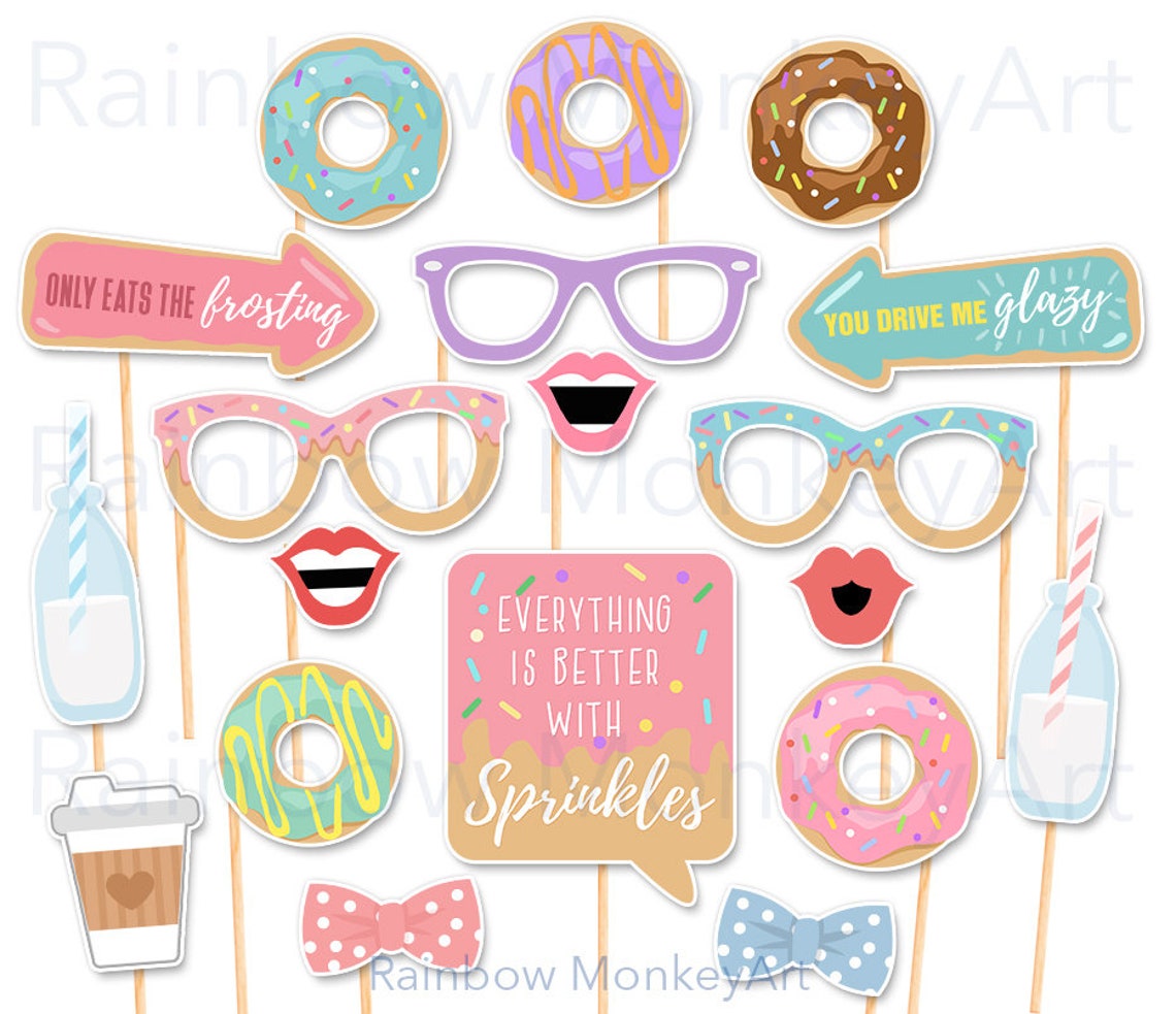 Printable Doughnut Photo Booth Props Doughnuts Photobooth - Etsy