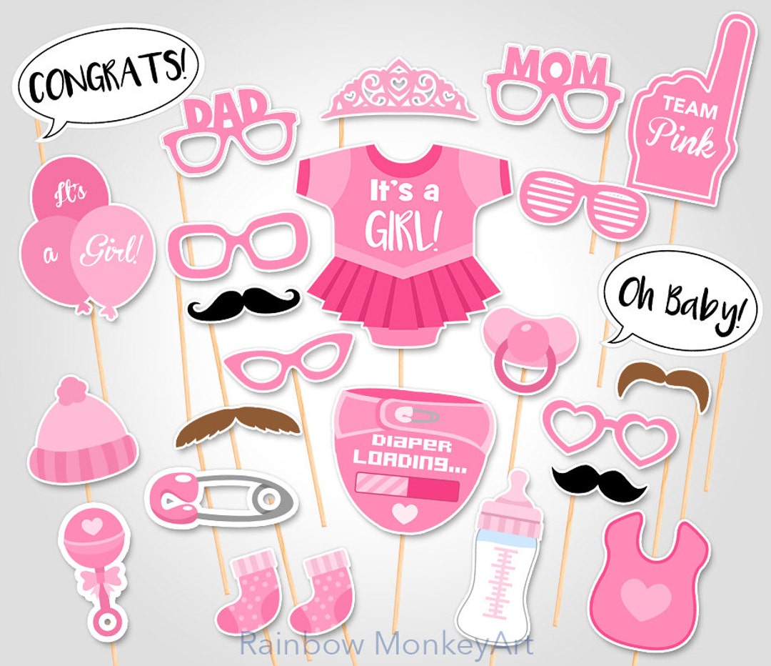 Baby Shower Photobooth Props Baby Shower Girl Photo Booth - Etsy Canada
