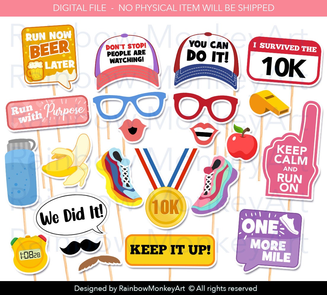 Running 10K Photo Booth Props Runner Photobooth Props - Etsy UK
