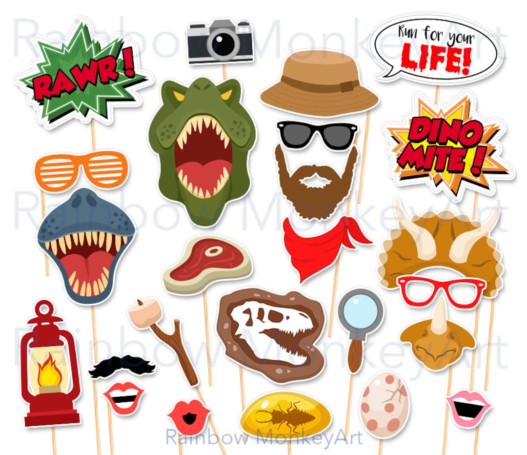 Printable Dinosaur Party Photo Booth Props (PDF Download) - Etsy