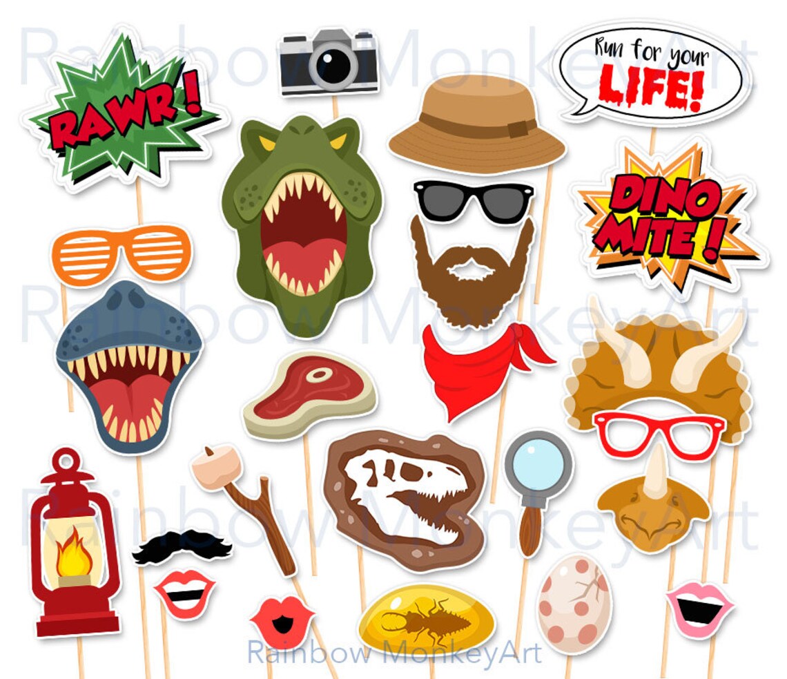 Printable Dinosaur Party Photo Booth Props (PDF Download) - Etsy