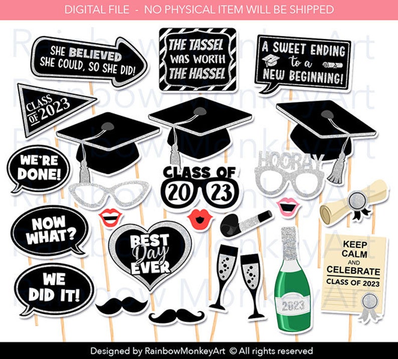 Printable 2023 Graduation Photo Booth Props Black Silver - Etsy