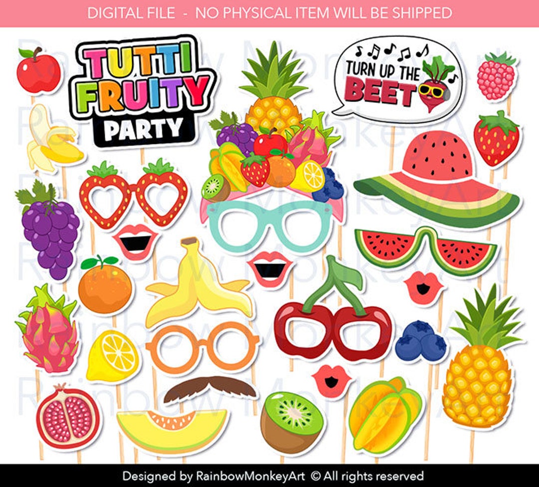 Printable Fruits Photo Booth Props - Tutti Fruity Party Photobooth ...